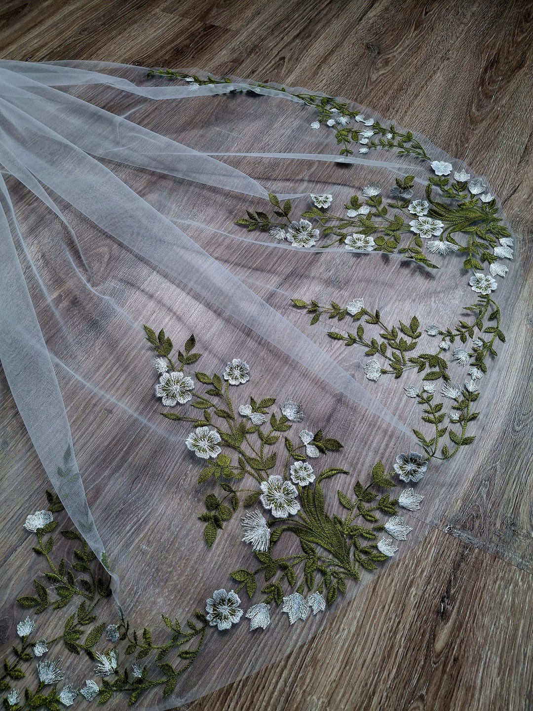 Colorful Floral Embroidered Veil Wild Flowers Bridal Veil Wedding Veil ...