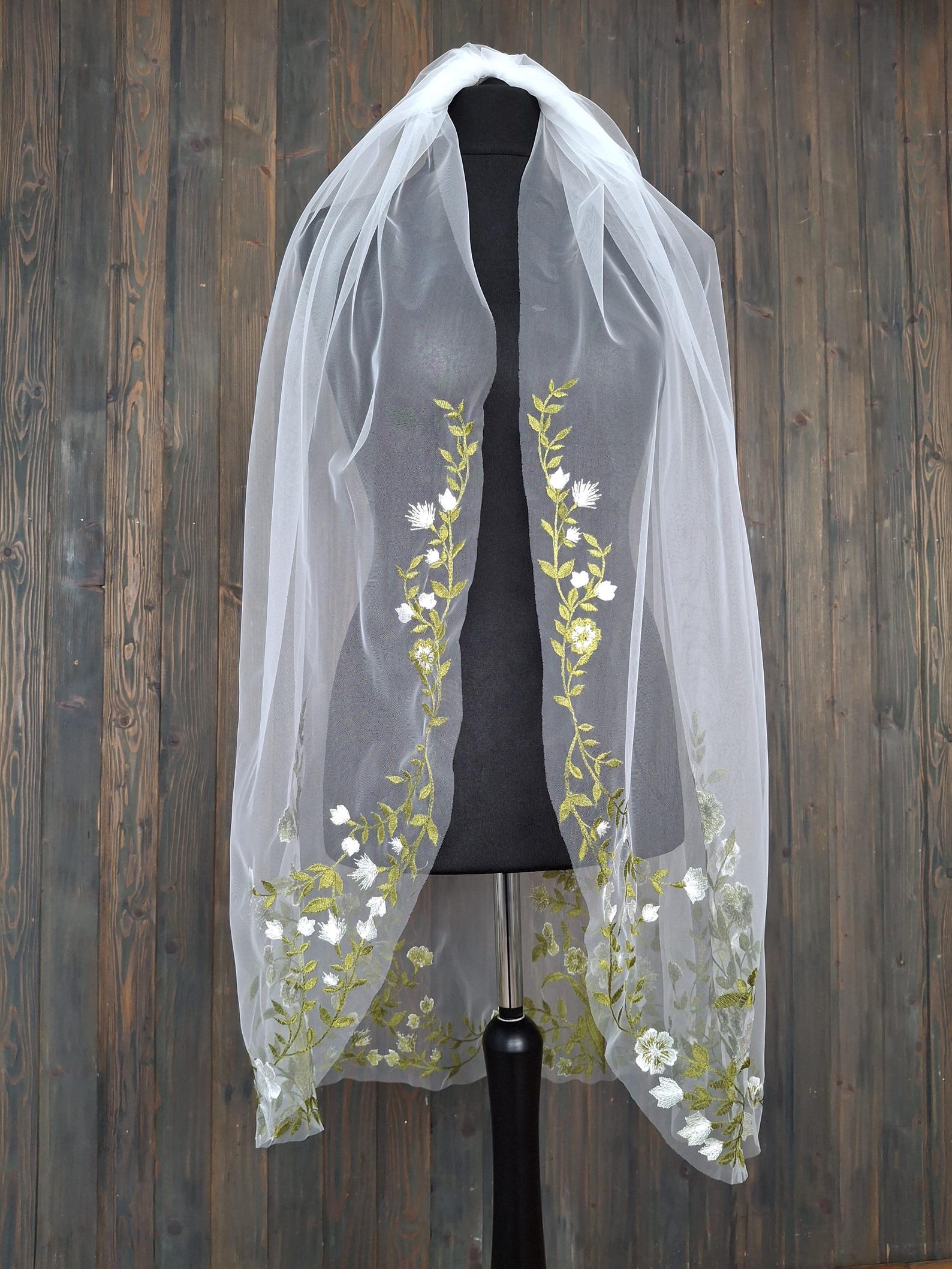 Colorful Floral Embroidered Veil Wild Flowers Bridal Veil Wedding Veil ...