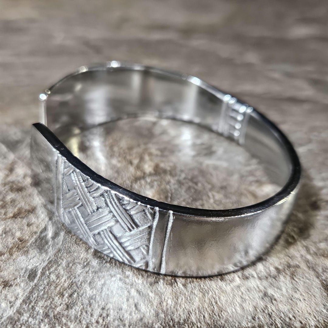 Cuff Bracelet Made From a Upcycled Butter Knife Stainless Steel Basket ...