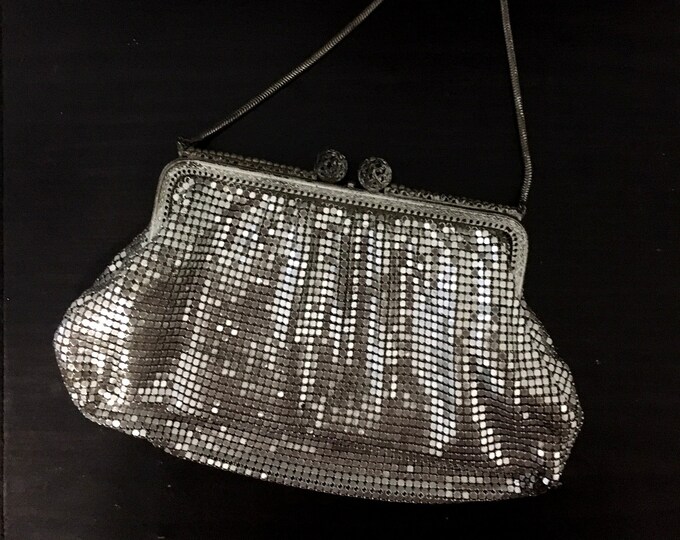 Vintage Silver MESH Purse / Silver Metallic Mesh Purse / Evening Clutch ...