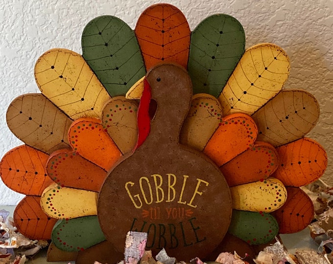 Handpainted 3D Wooden Turkey, Fall Decor, Fall Centerpiece, Wooden ...