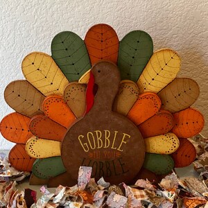 Handpainted 3D Wooden Turkey, Fall Decor, Fall Centerpiece, Wooden ...