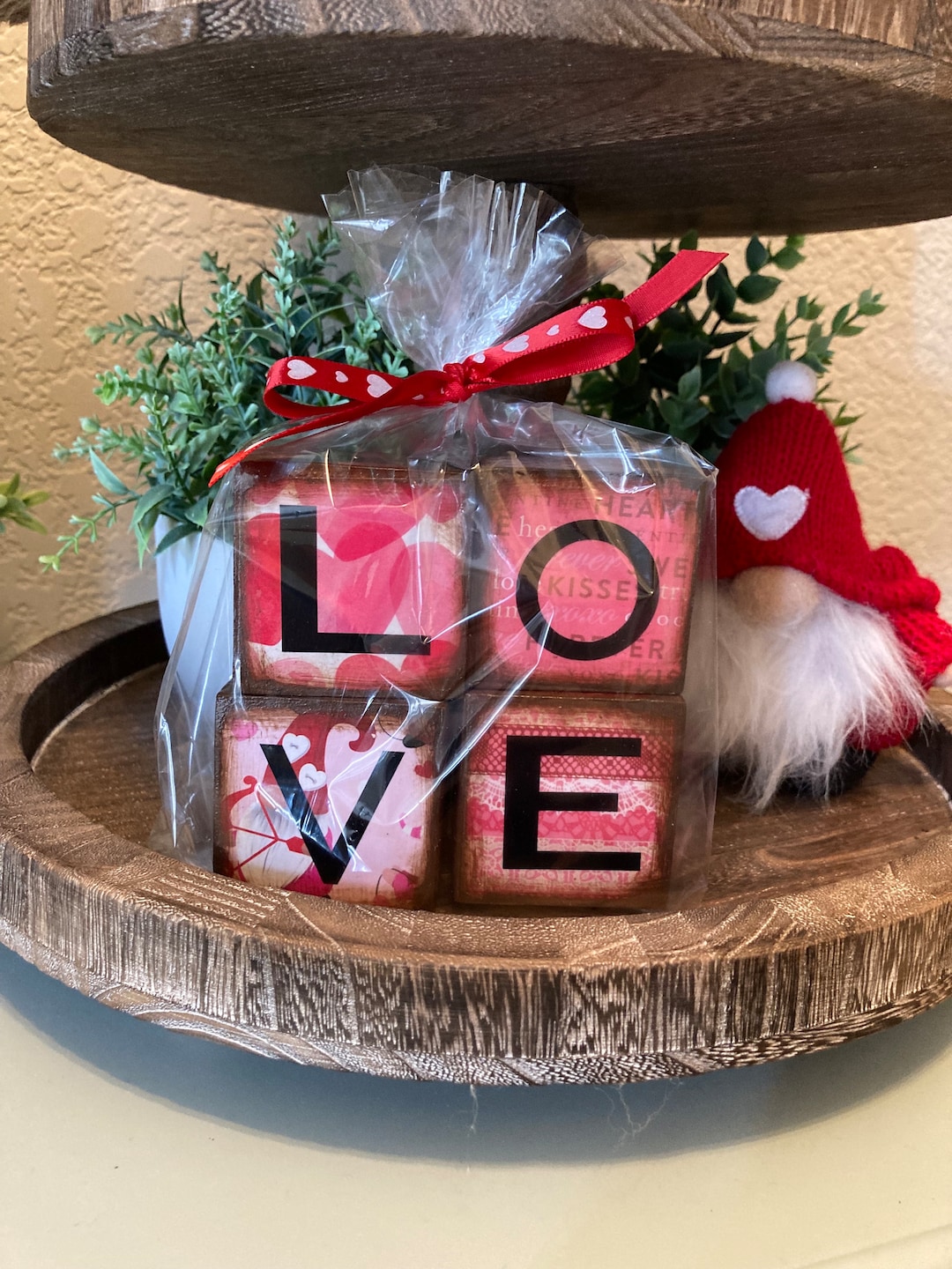 LOVE Wood Blocks, Valentines Day Decor, Heart Decor, Wood Blocks, Tier ...