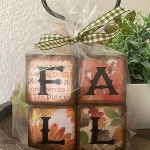 Fall Wood Blocks Decor, Harvest Decor, Farmhouse Decor, Tier Tray Decor ...