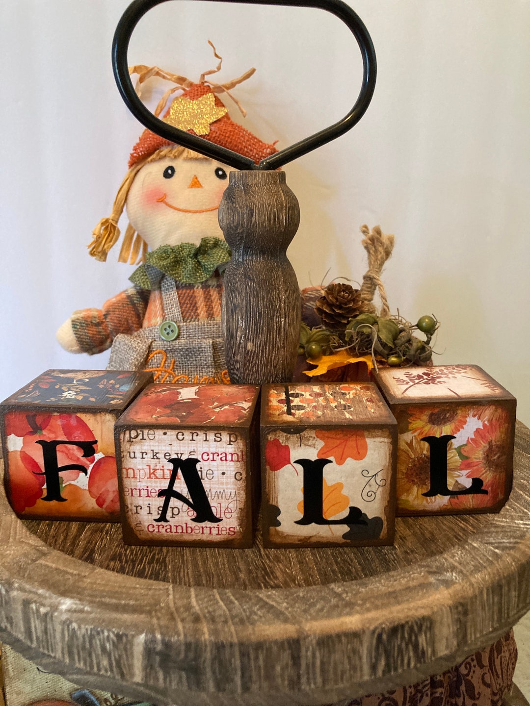 Fall Wood Blocks Decor, Harvest Decor, Farmhouse Decor, Tier Tray Decor ...