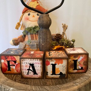 Fall Wood Blocks Decor, Harvest Decor, Farmhouse Decor, Tier Tray Decor ...