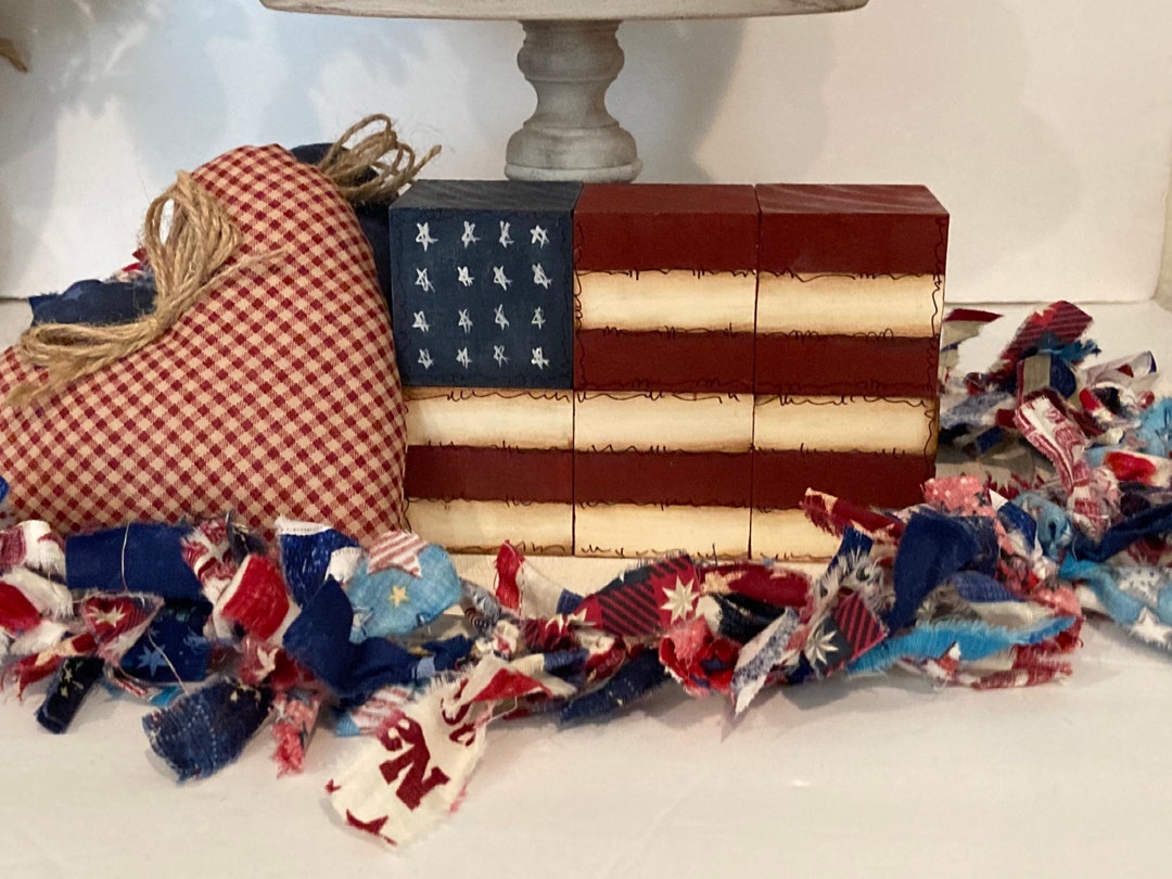 USA Wood Blocks, Patriotic Blocks, USA Flag Blocks, Americana Decor ...