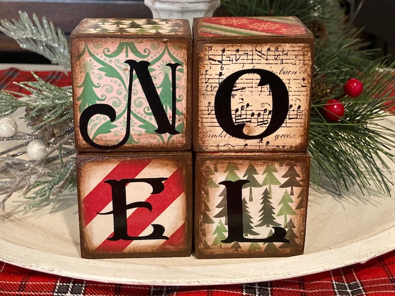 NOEL Wood Blocks, Noel Christmas Decor, Blocks Decor, Farmhouse ...