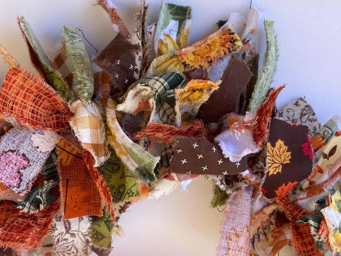 Fall Rag Garland, Farmhouse Rag Garland, Rag Garland Wall Hanger, Fall ...