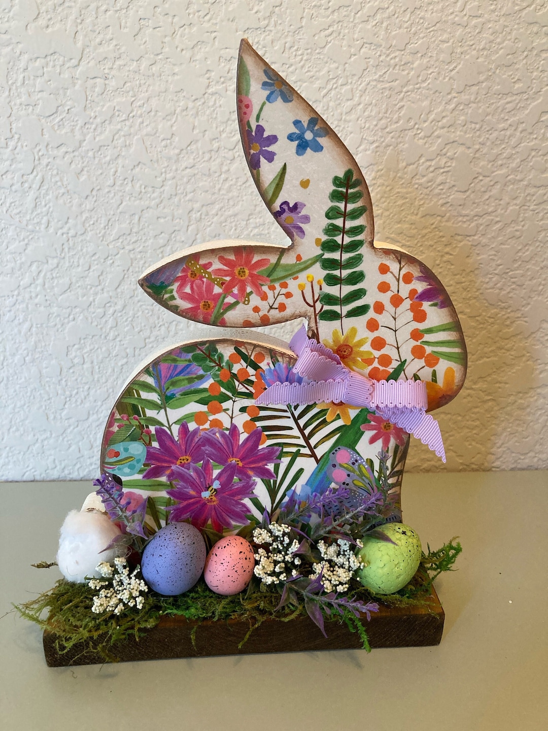 Handmade Bunny, Decoupaged Wood Bunny, Easter Decor, Spring Decor ...