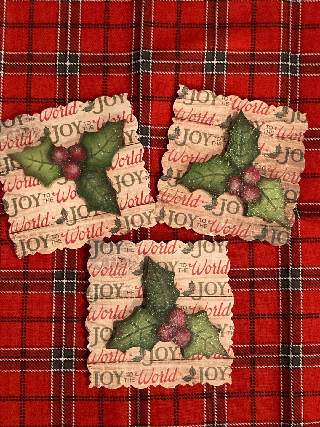 Handpainted Holly Pin or Magnet, Christmas Decor, Refrigerator Magnet ...