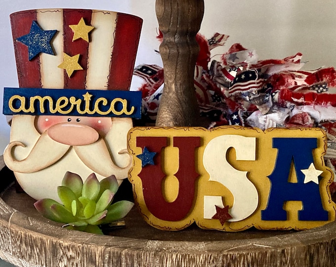 Uncle Sam Tier Tray, Patriotic Sign, USA Sign, Tier Tray Decor, Uncle ...