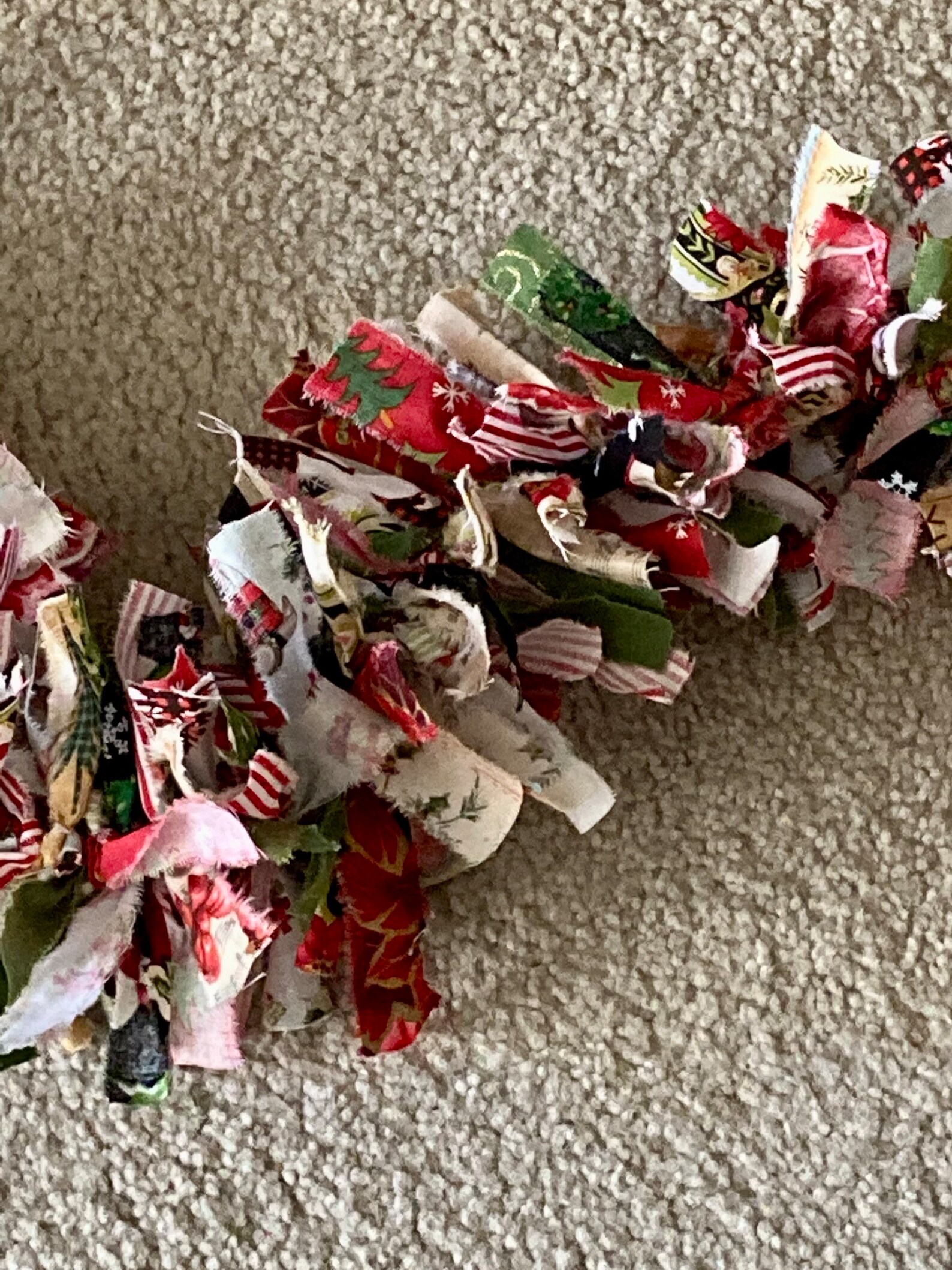 Christmas Rag Garland, Farmhouse Rag Garland, Rag Garland Wall Hanger ...