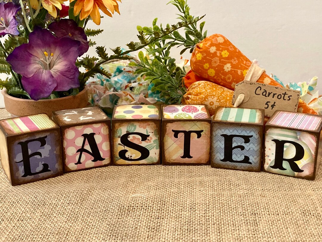 MADE TO Order-easter Wood Blocks, Easter Tier Tray Decor, Spring Decor ...