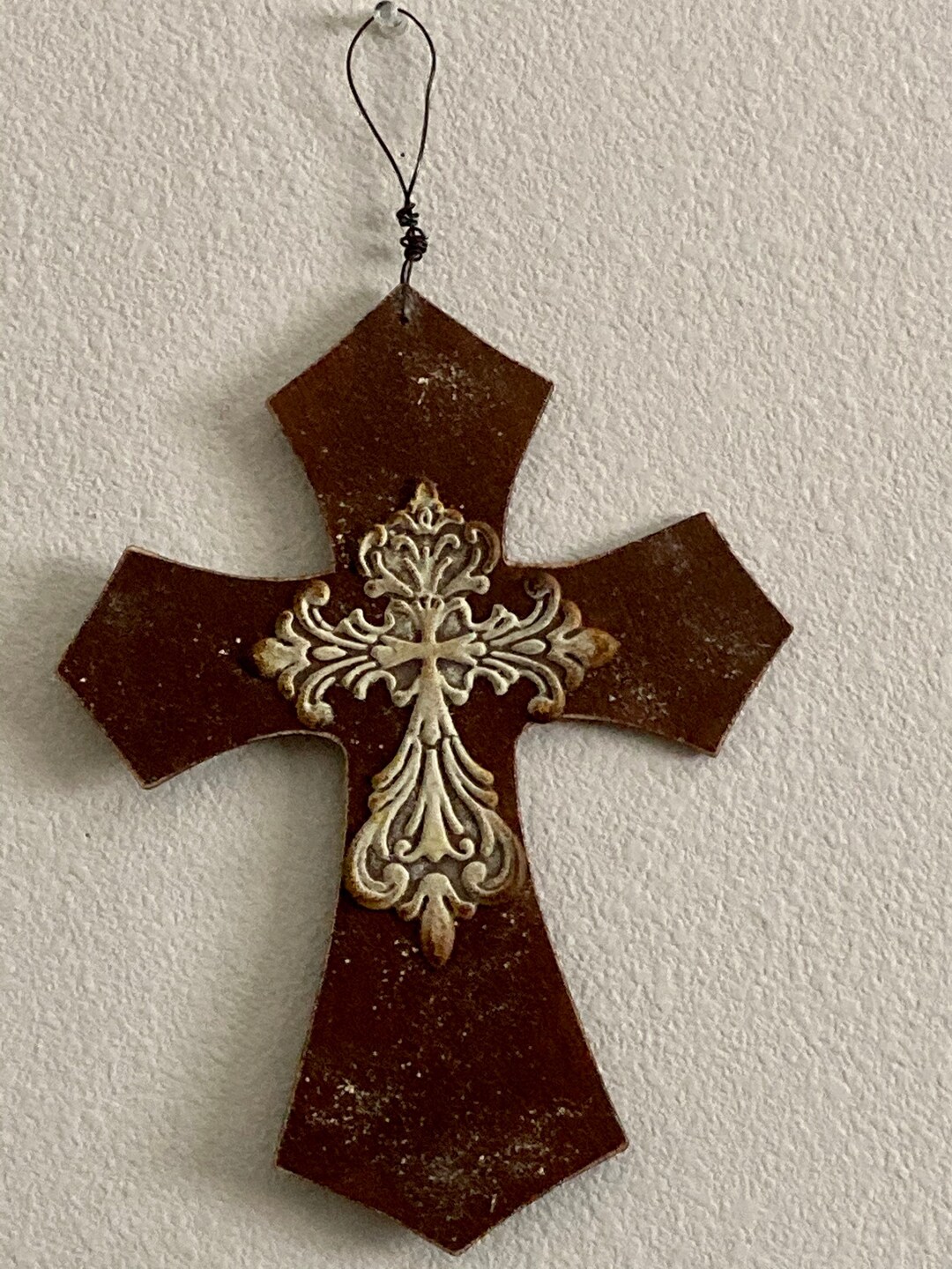 Handpainted Cross Hanger, Distressed Cross, Farmhouse Decor, Kitchen ...