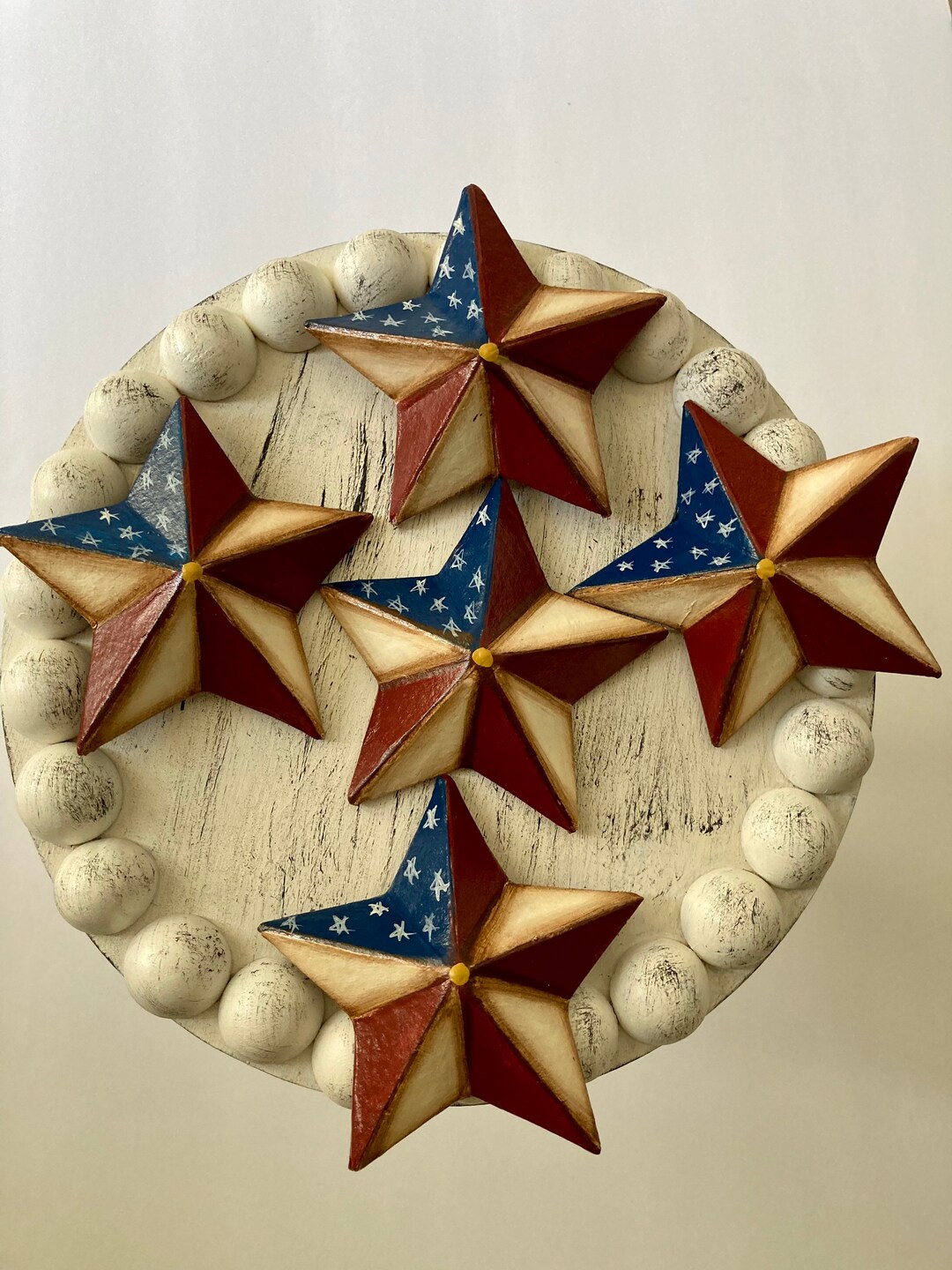 Primitive Stars, Patriotic Decor, Handpainted Stars Decor, Tier Tray ...