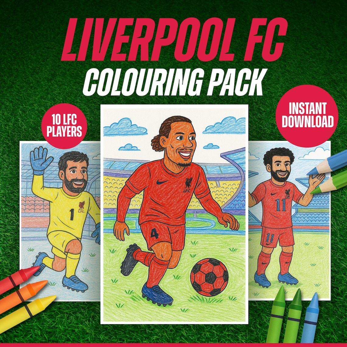 Liverpool FC Colouring Pages: Kids Football Activity (printable PDF) - Etsy