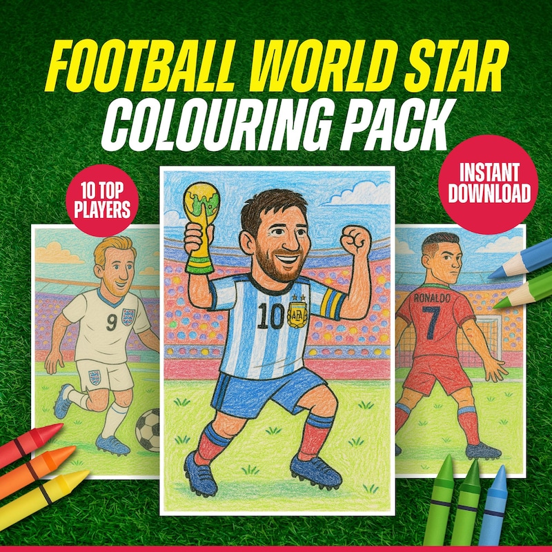 Footballer Coloring Pages - Etsy UK