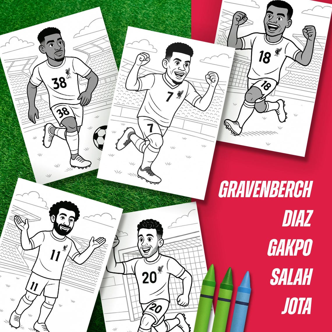 Liverpool FC Colouring Pages: Kids Football Activity (printable PDF) - Etsy