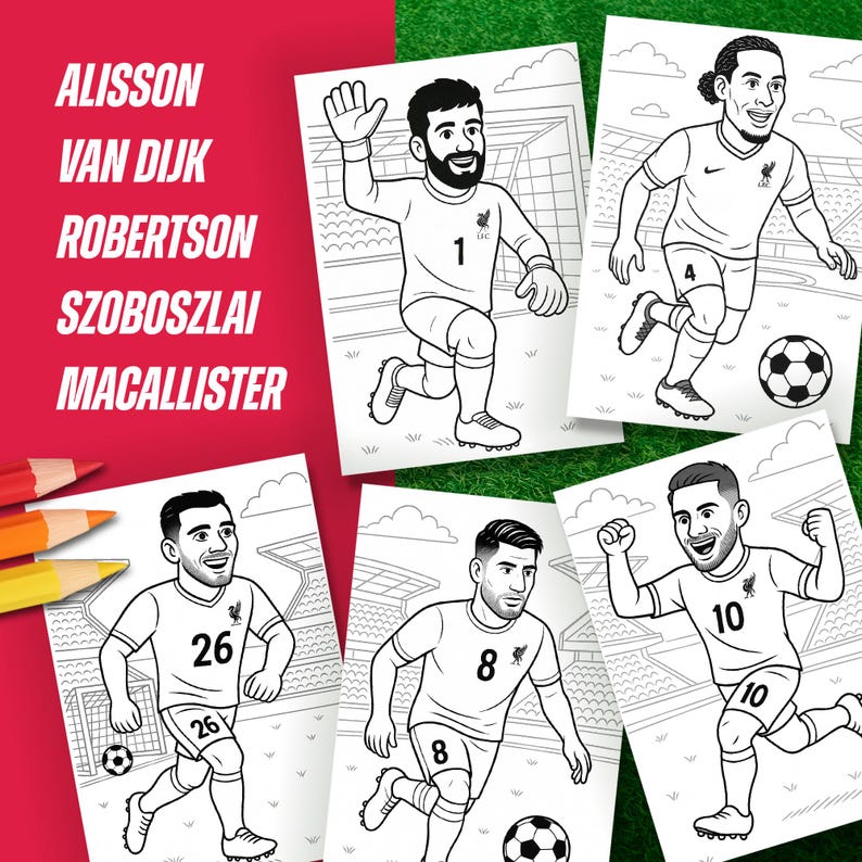 Liverpool FC Colouring Pages: Kids Football Activity (printable PDF) - Etsy