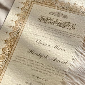 Luxury A4/A3 Nikkah Certificate - ROYAL, Islamic Wedding Contract ...