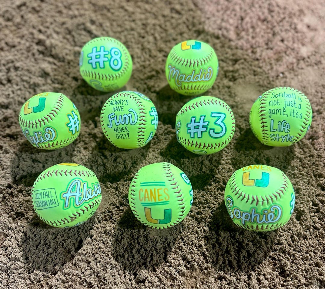 Custom Painted Softballs With Display Case - Etsy