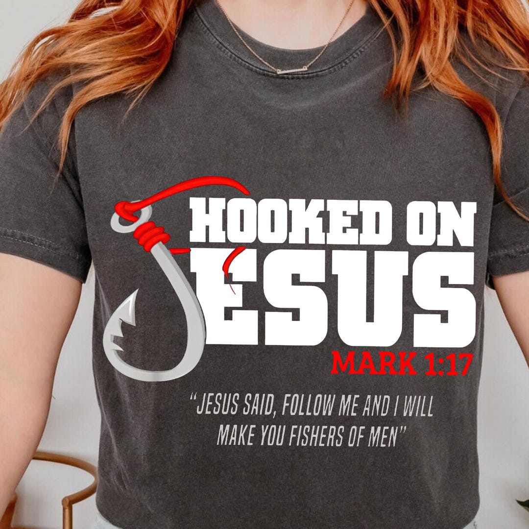 Hooked on Jesus PNG: Christian Fishing Design (digital Download) - Etsy