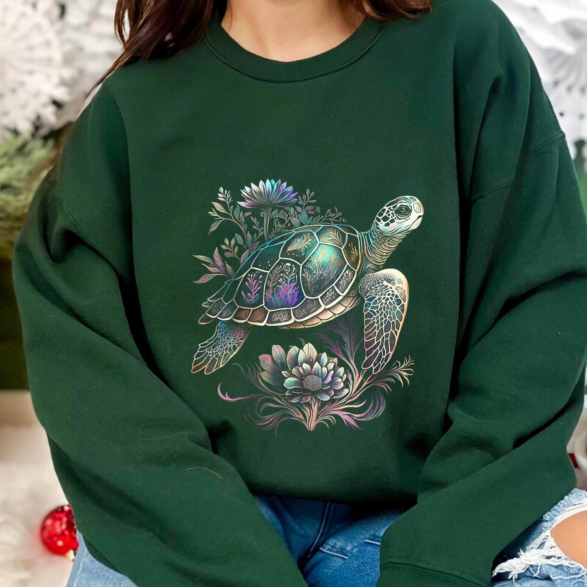 Elegant Floral Turtle PNG Intricate Sea Turtle Design Digital Download ...