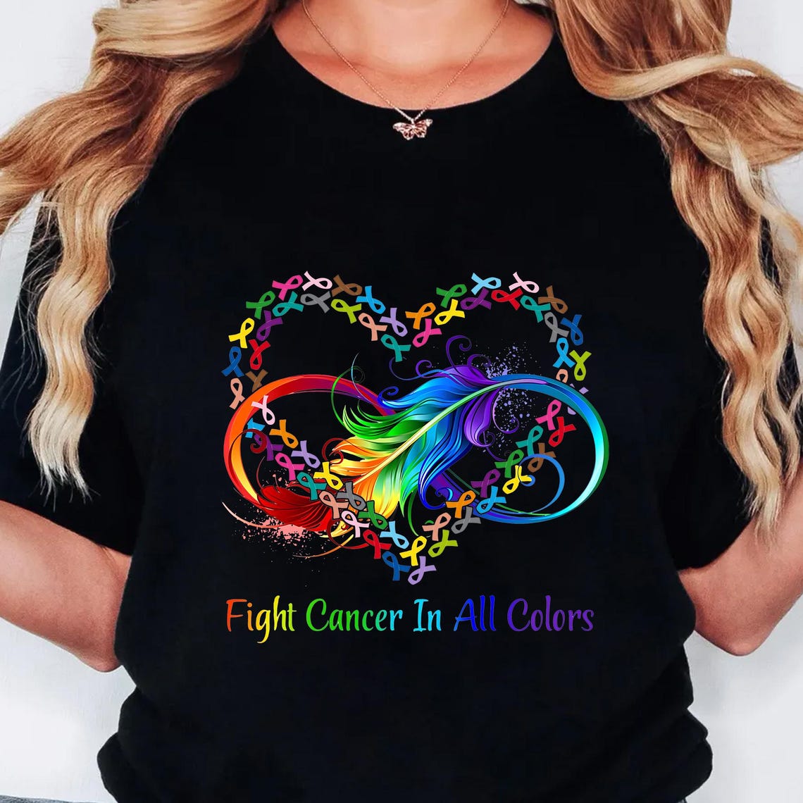 Fight Cancer in All Colors PNG Design Rainbow Cancer Awareness Ribbon ...
