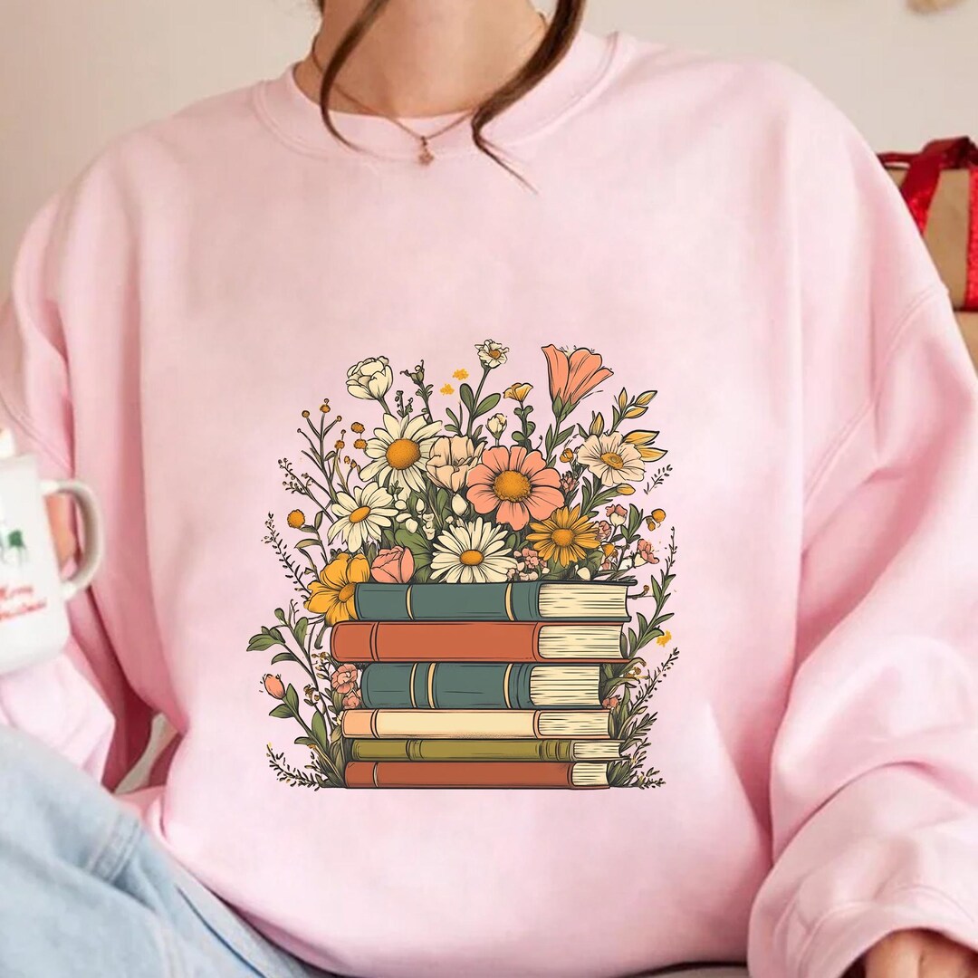 Floral Book Stack PNG: Vintage Reading Graphic (digital Download) - Etsy