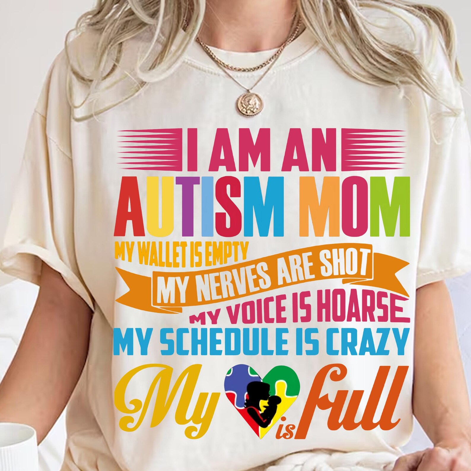 Autism Mom Heartfelt PNG | Colorful Autism Awareness Digital Design for ...