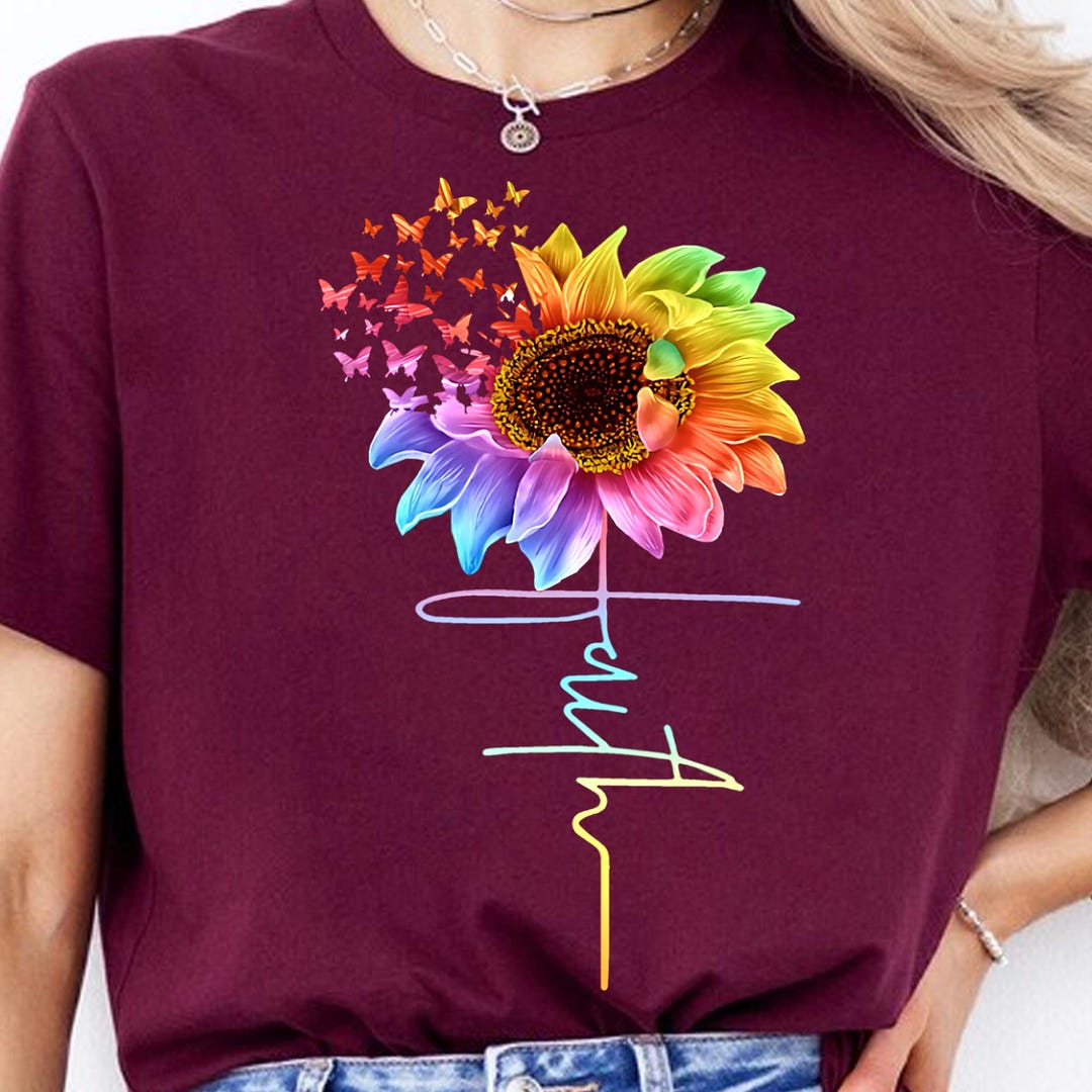 Faith Cross Sunflower Butterfly PNG: Christian Sublimation Design ...