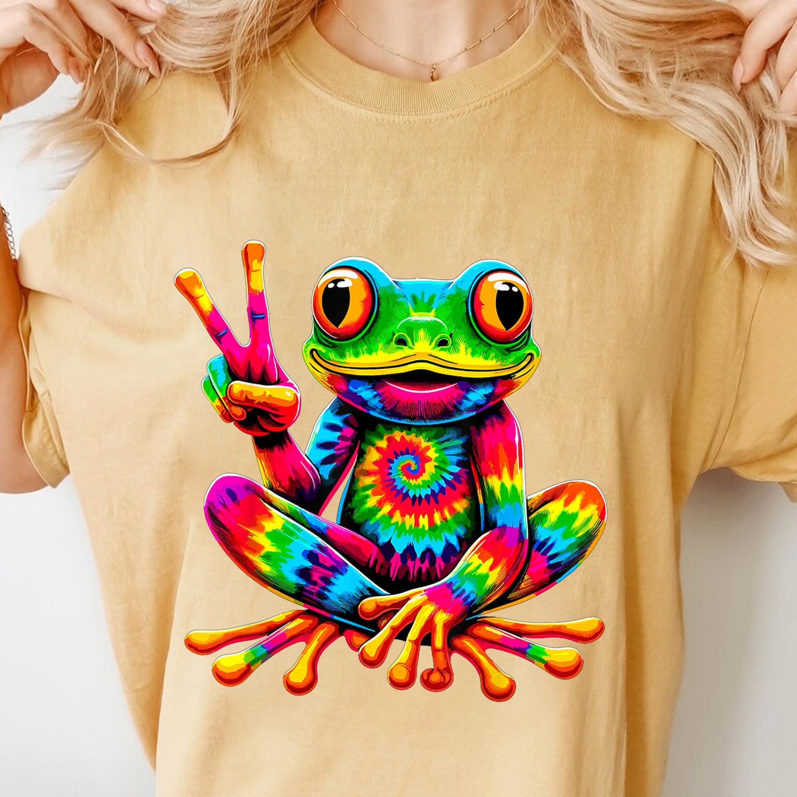 Tie-dye Peace Frog SVG Psychedelic Frog Design for DIY Projects ...