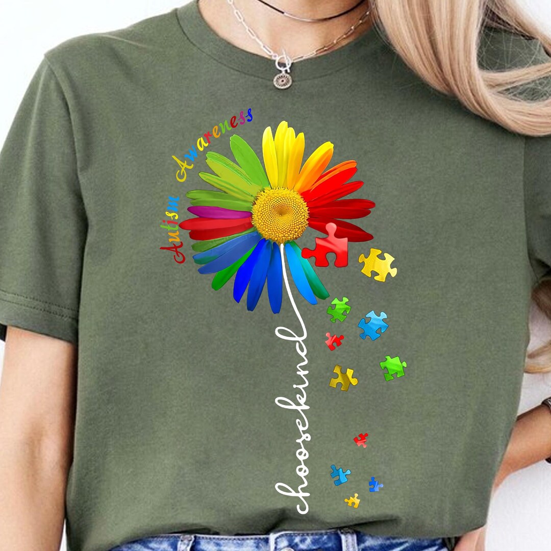Autism Awareness PNG: Rainbow Puzzle Flower Design (digital Download ...