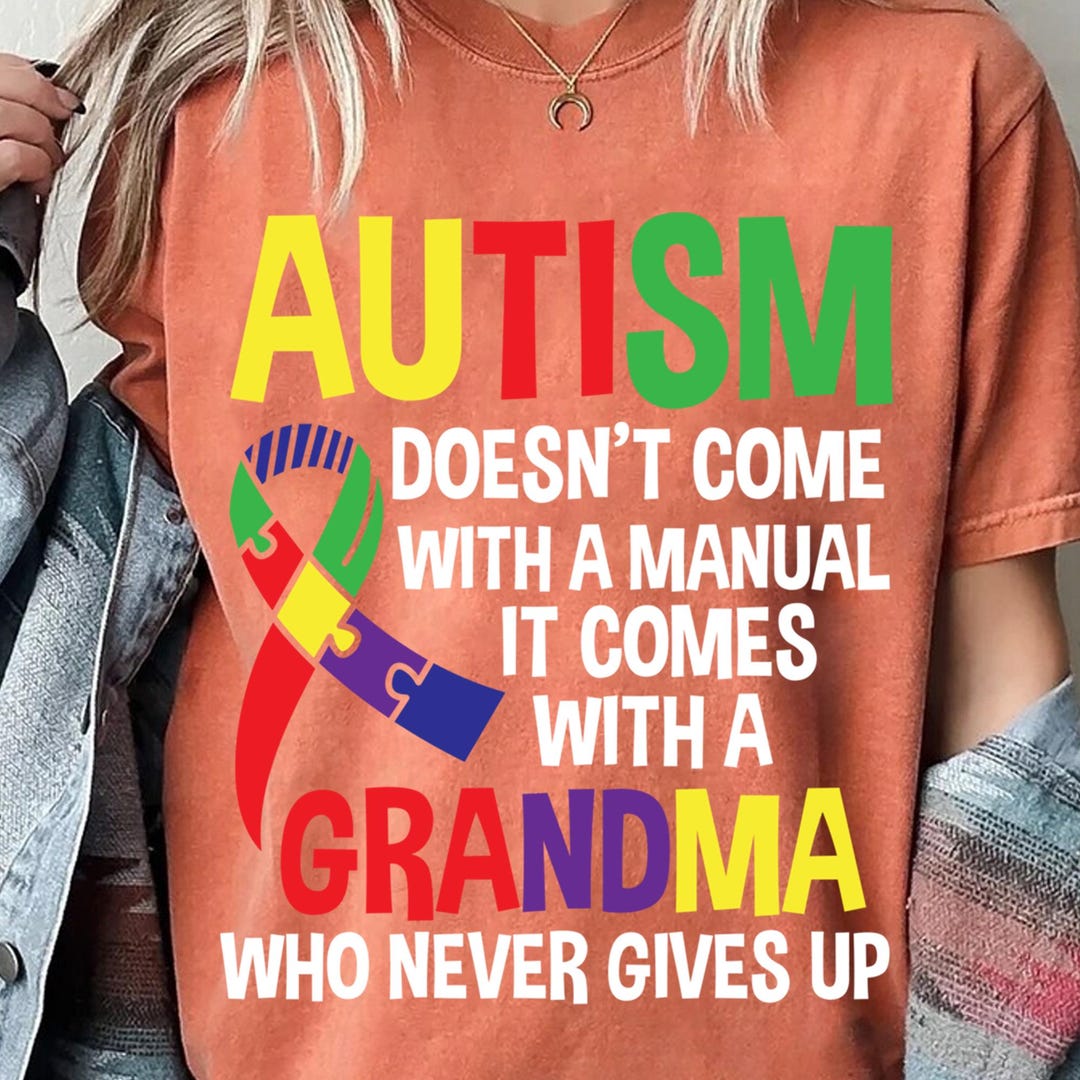 Autism Awareness PNG - Grandma Support Design - Puzzle Ribbon Digital ...