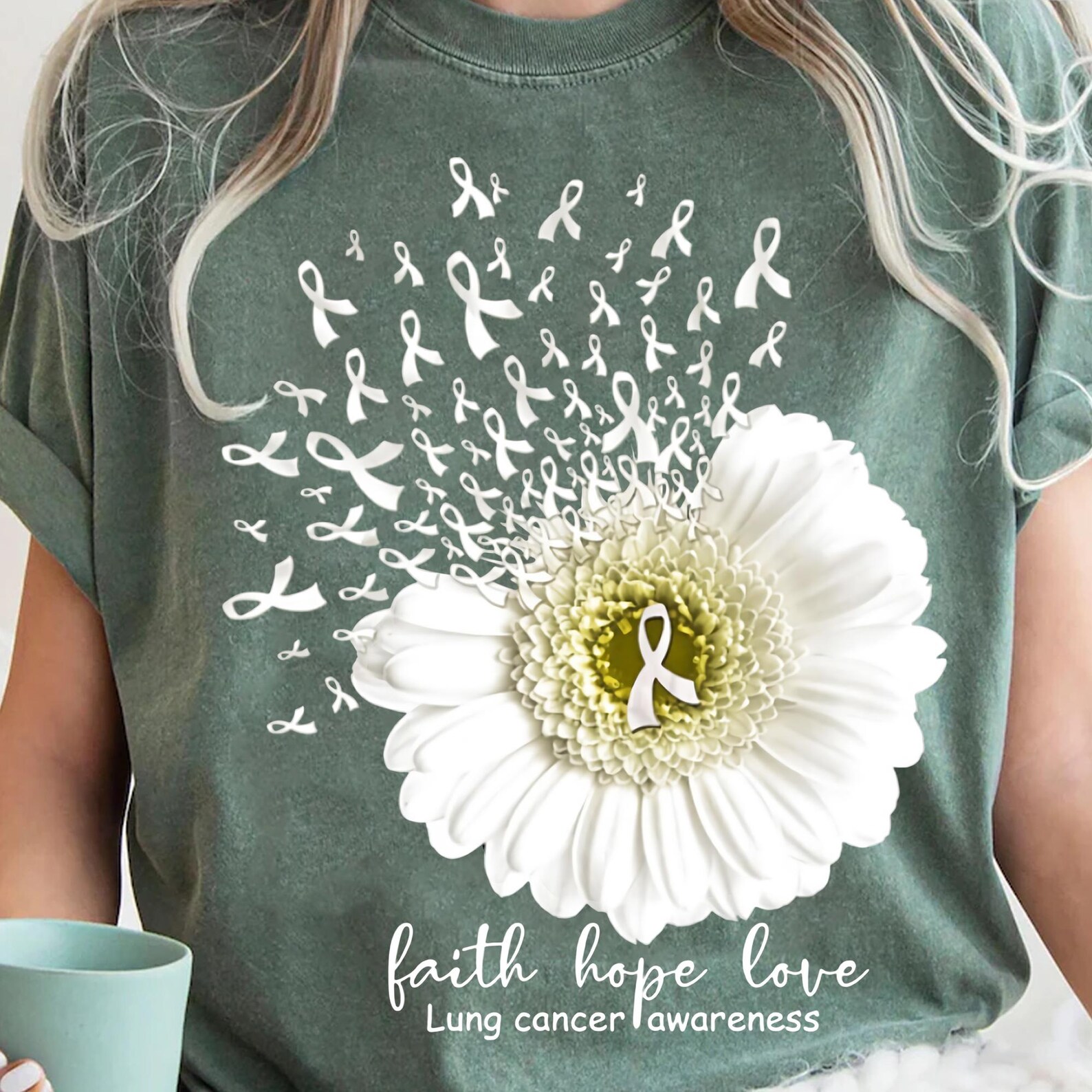Lung Cancer Awareness PNG: White Ribbon Daisy Art (digital Download) - Etsy