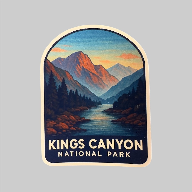 Kings Canyon National Park Sticker: Retro Vintage Drawing California ...