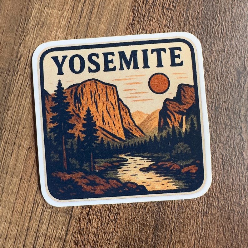 Yosemite Sticker: California National Park Vintage Drawing Decal - Etsy