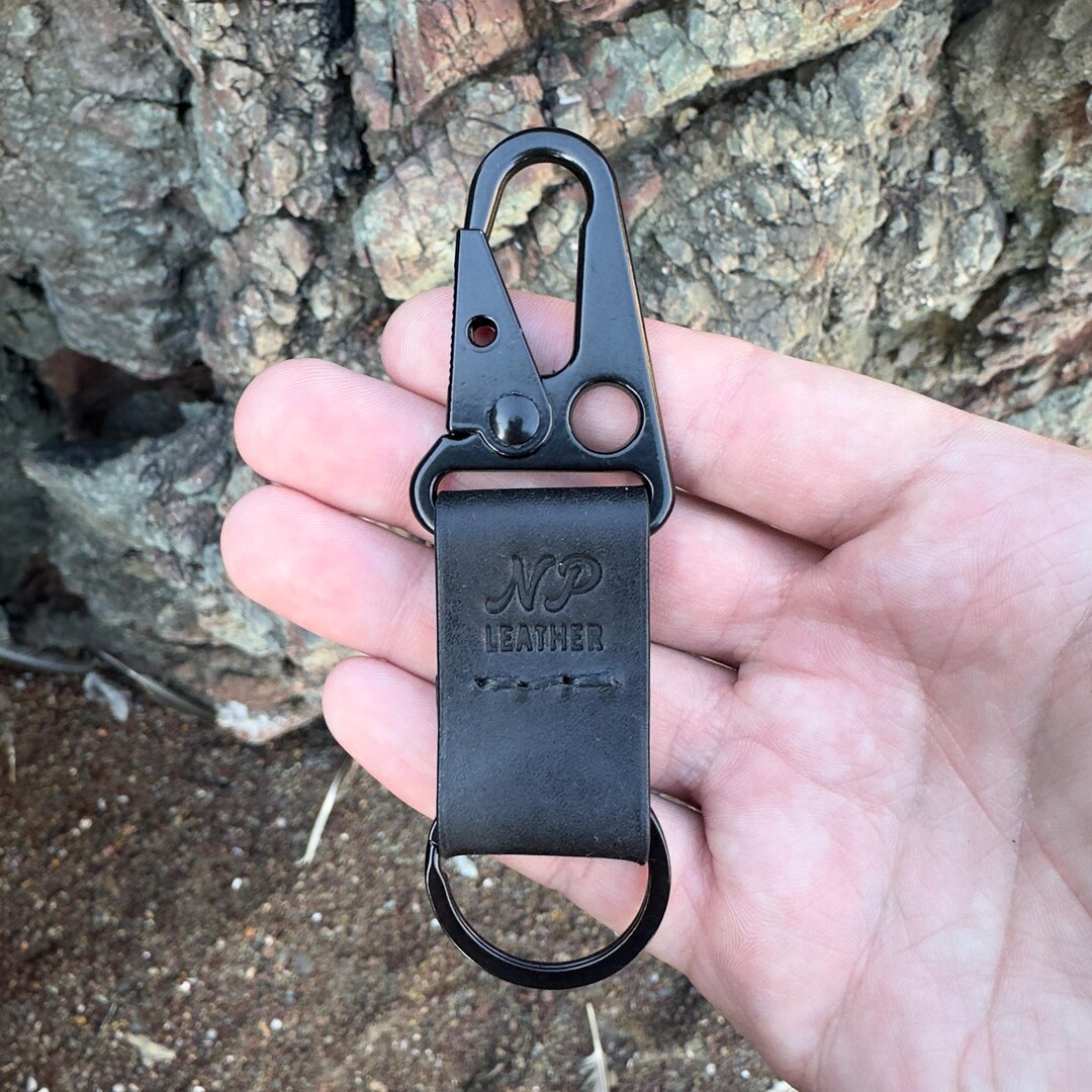 Majestic Black Italian Pueblo Leather Tactical Clip Keychain ...