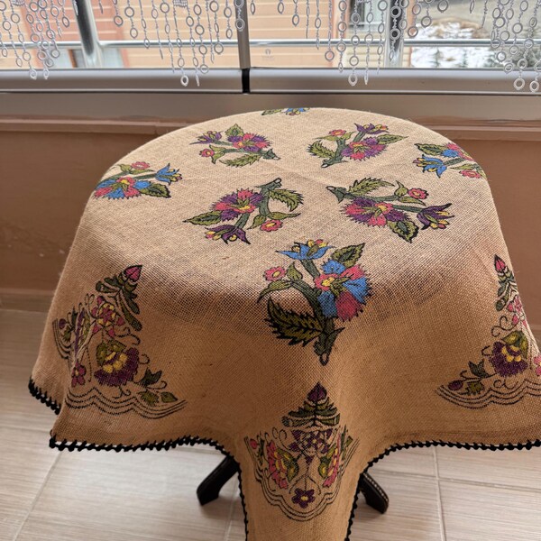 Jute Tablecloth - Etsy