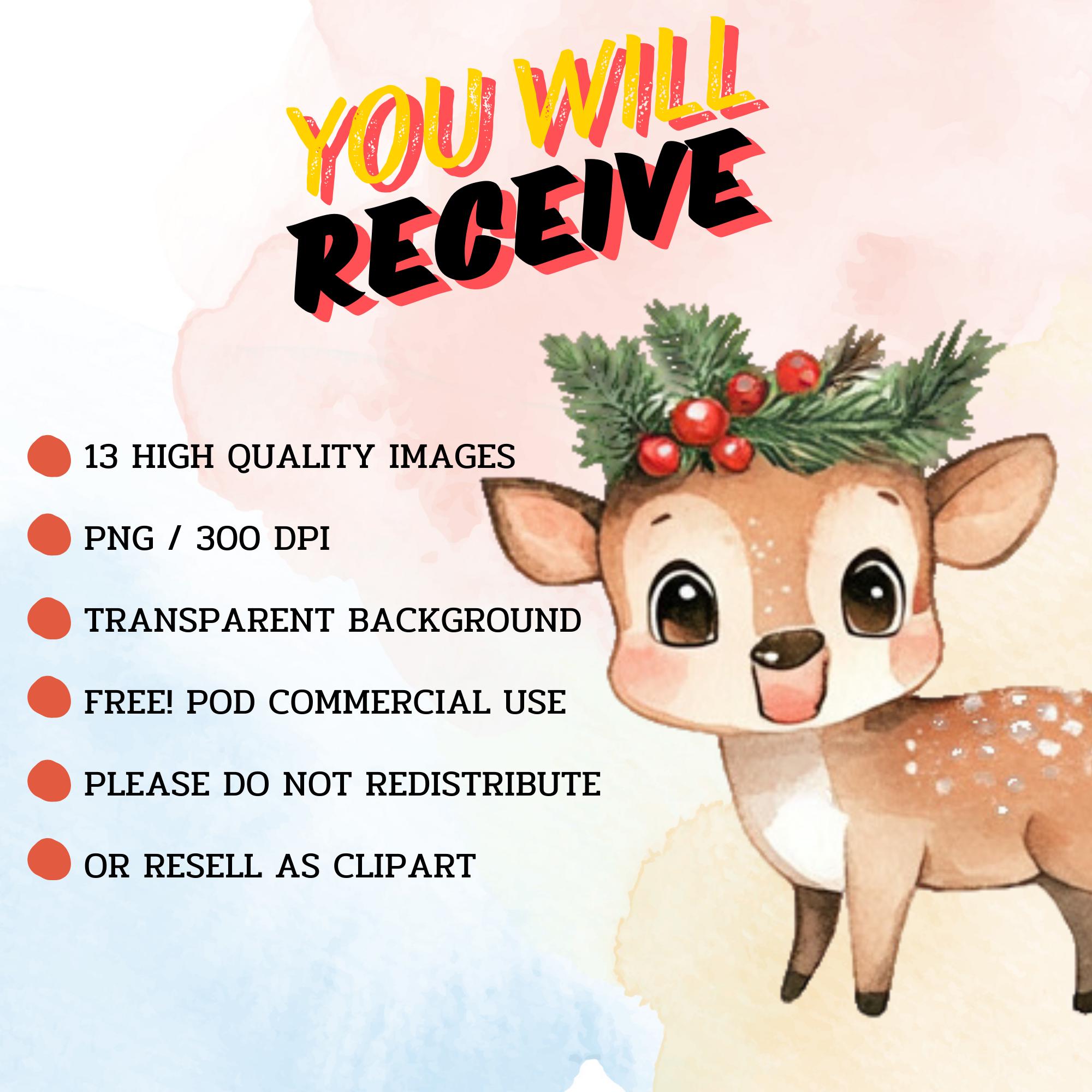 13 Santa Baby Reindeer Clipart Set, Christmas Clipart PNG, Christmas ...