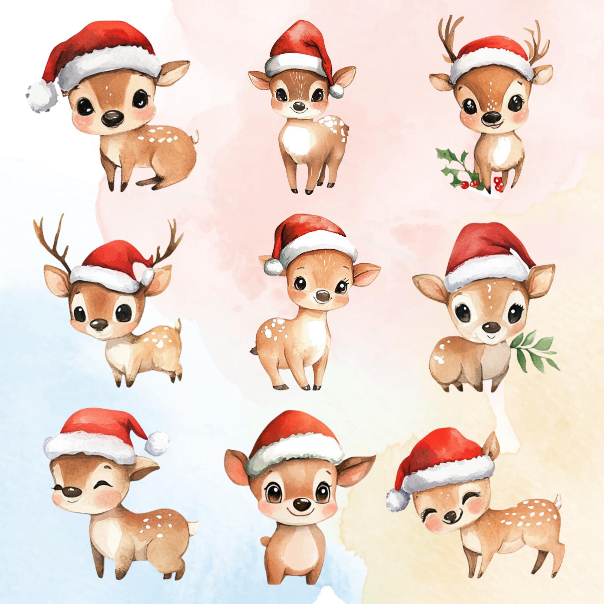 13 Santa Baby Reindeer Clipart Set, Christmas Clipart PNG, Christmas ...