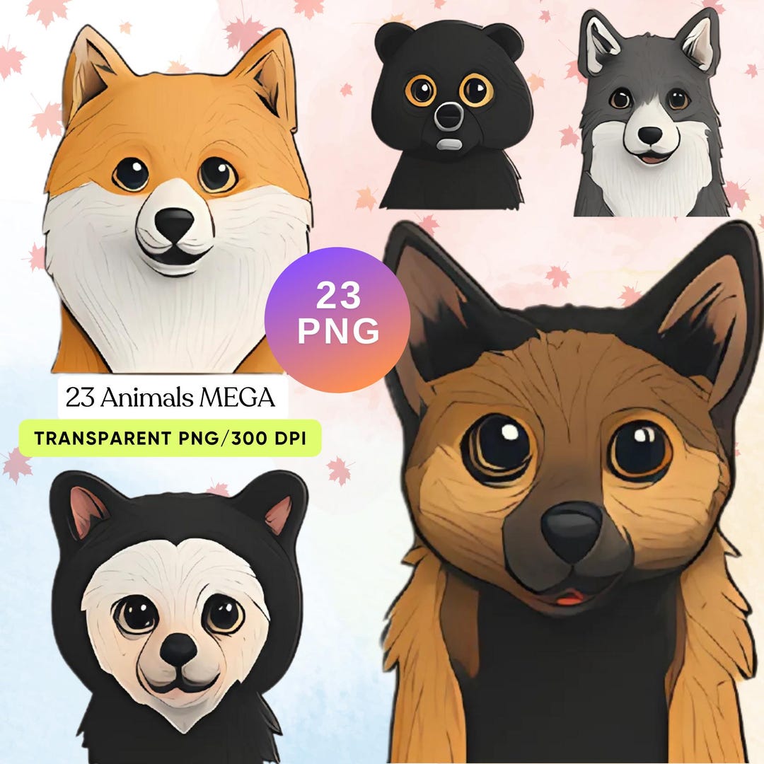 23 Animals MEGA Bundle Clipart Cute Animals PNG Clipart - Etsy