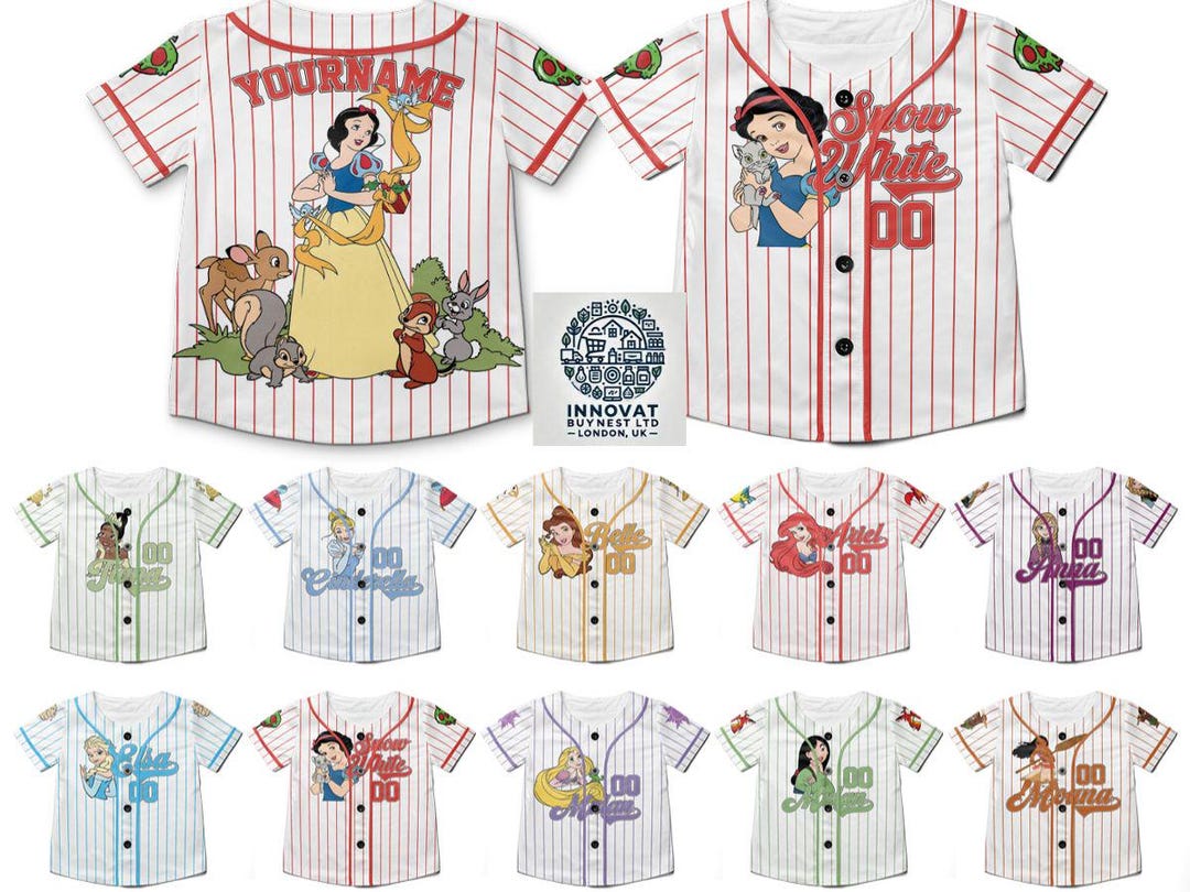 Custom Disney Princess Baseball Jerseys, Custom Name Disney Game Day ...