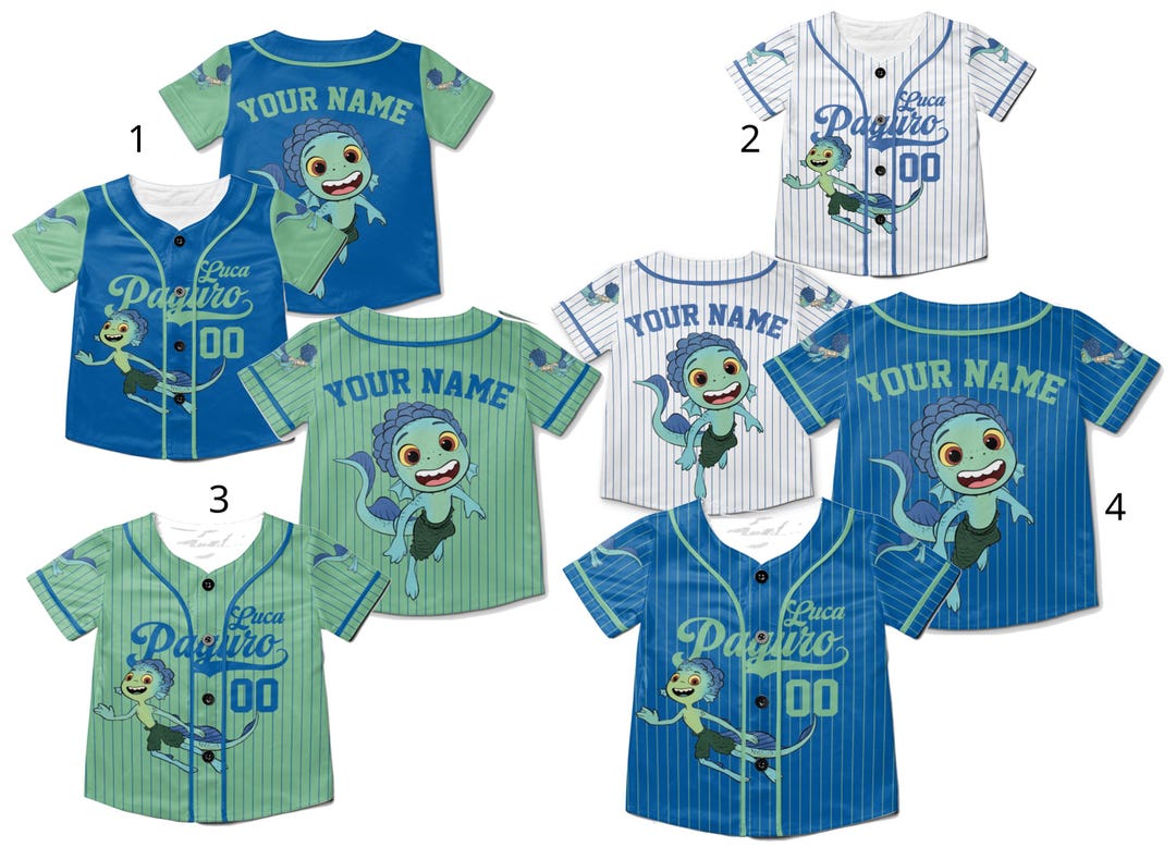 Personalized Luca Paguro Jersey Green Blue Baseball Jersey, Luca Movie ...