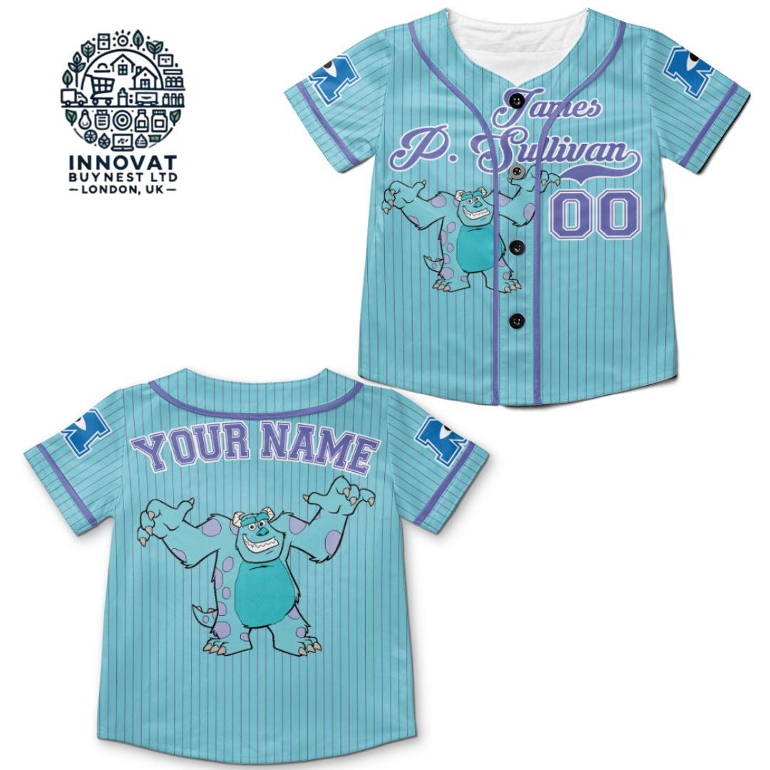 Custom Disney Monster Inc James Sullivan Baseball Jerseys, Personalized ...