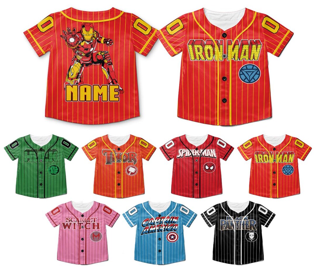 Personalized Marvel Avengers Baseball Jersey, Superhero Kids Birthday ...