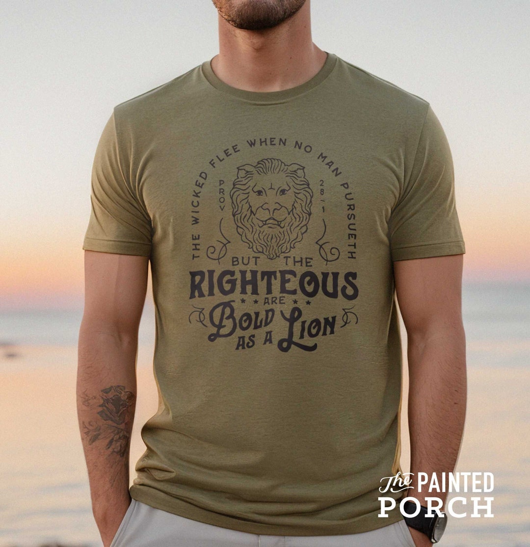 Bold as a Lion Mens Christian Shirt | Mens Christian Gifts, Faith Shirt ...