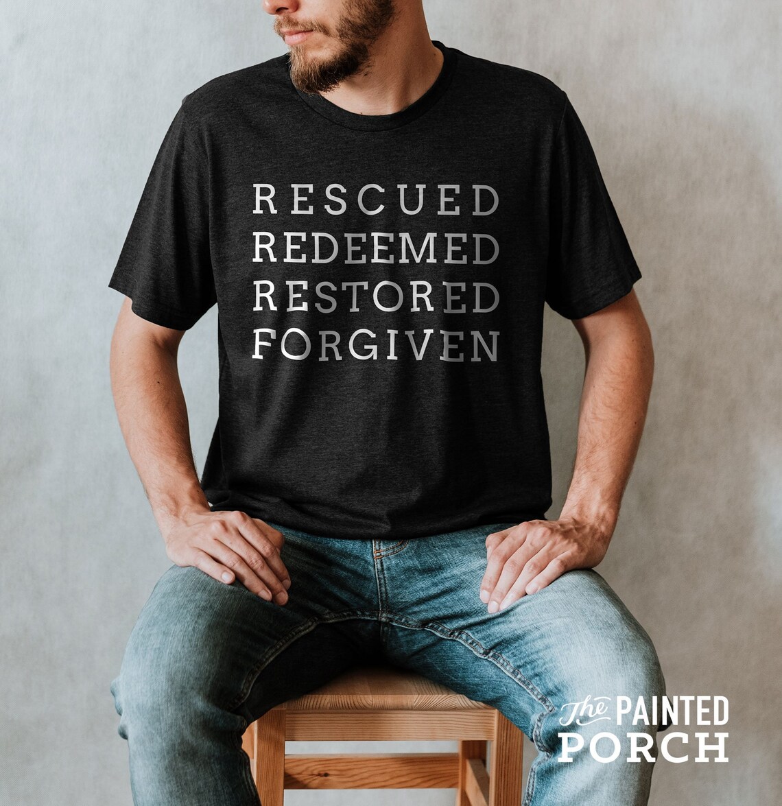 Rescued Redeemed Restored Forgiven Mens Shirt | Mens Christian Shirt ...