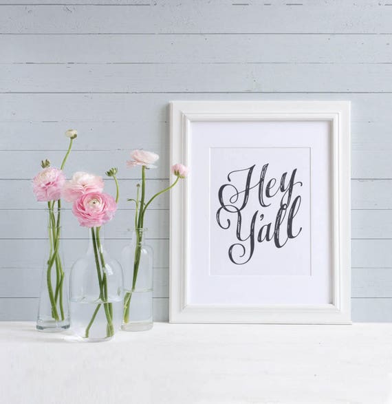 Southern Art Print hey Y'all Farmhouse | Etsy